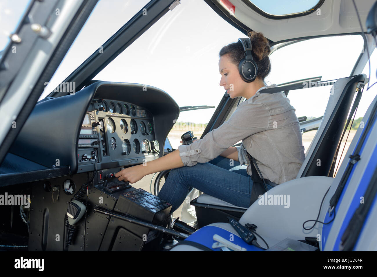 young woman helicopter pilot Stock Photo - Alamy