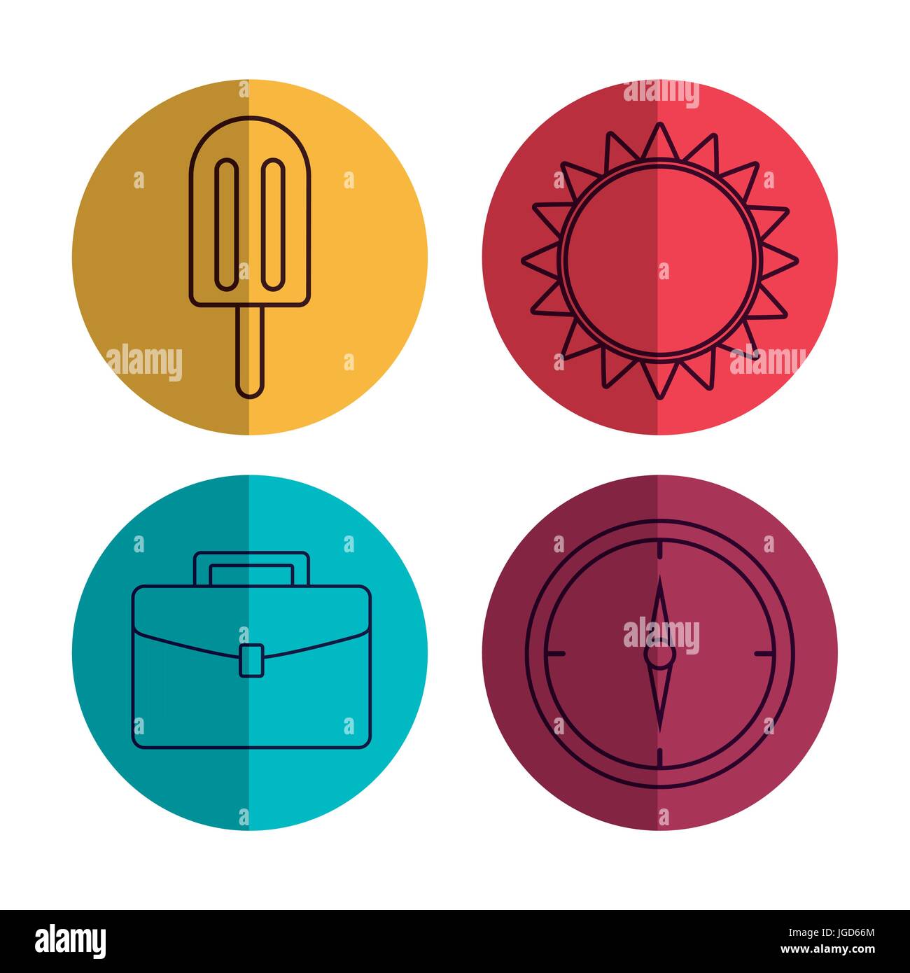travel time related icons over colorful circles and white background ...