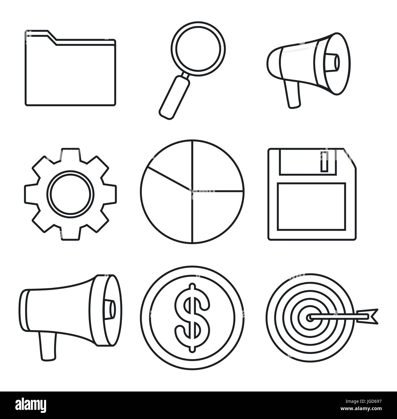 digital marketing related icons over white background vector ...