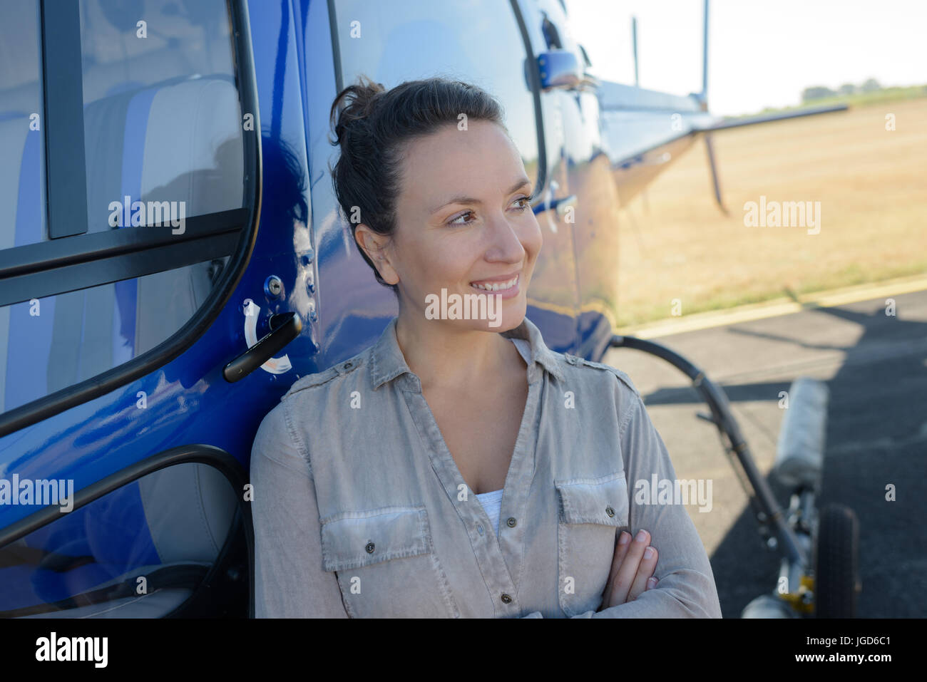 young woman helicopter pilot Stock Photo - Alamy