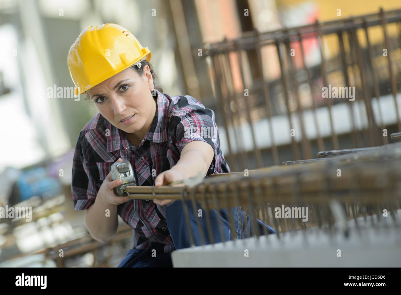 portrait of happy female construction worker Stock Photo - Alamy