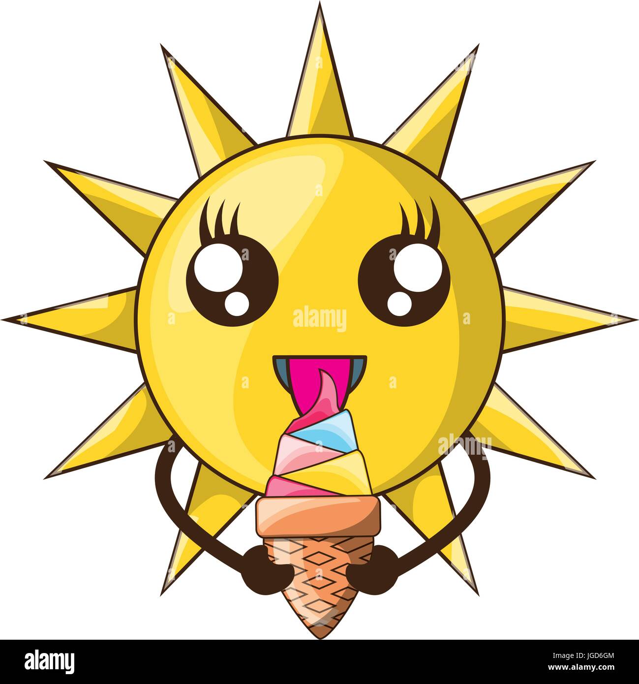 Sun funny cartoon icon vector illustration graphic design Stock Vector ...