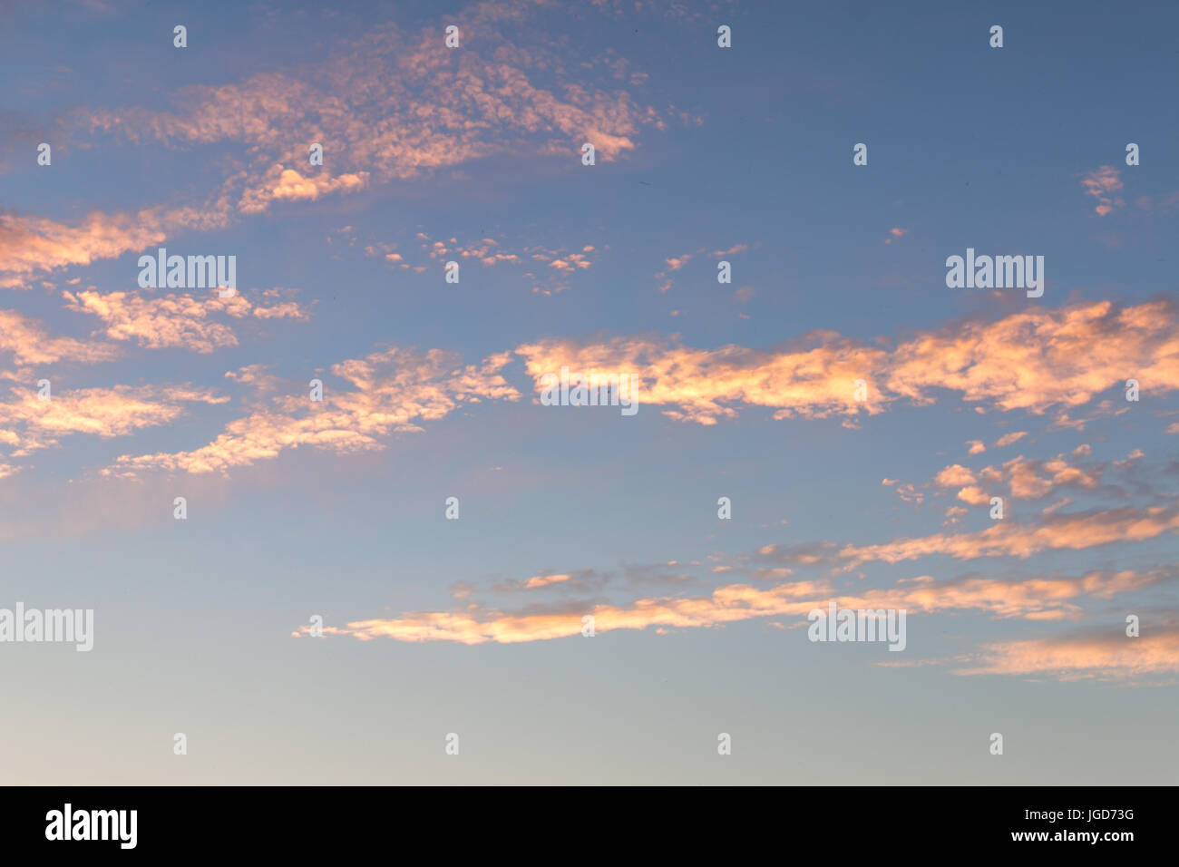 Sunset sky with small pink clouds Stock Photo - Alamy