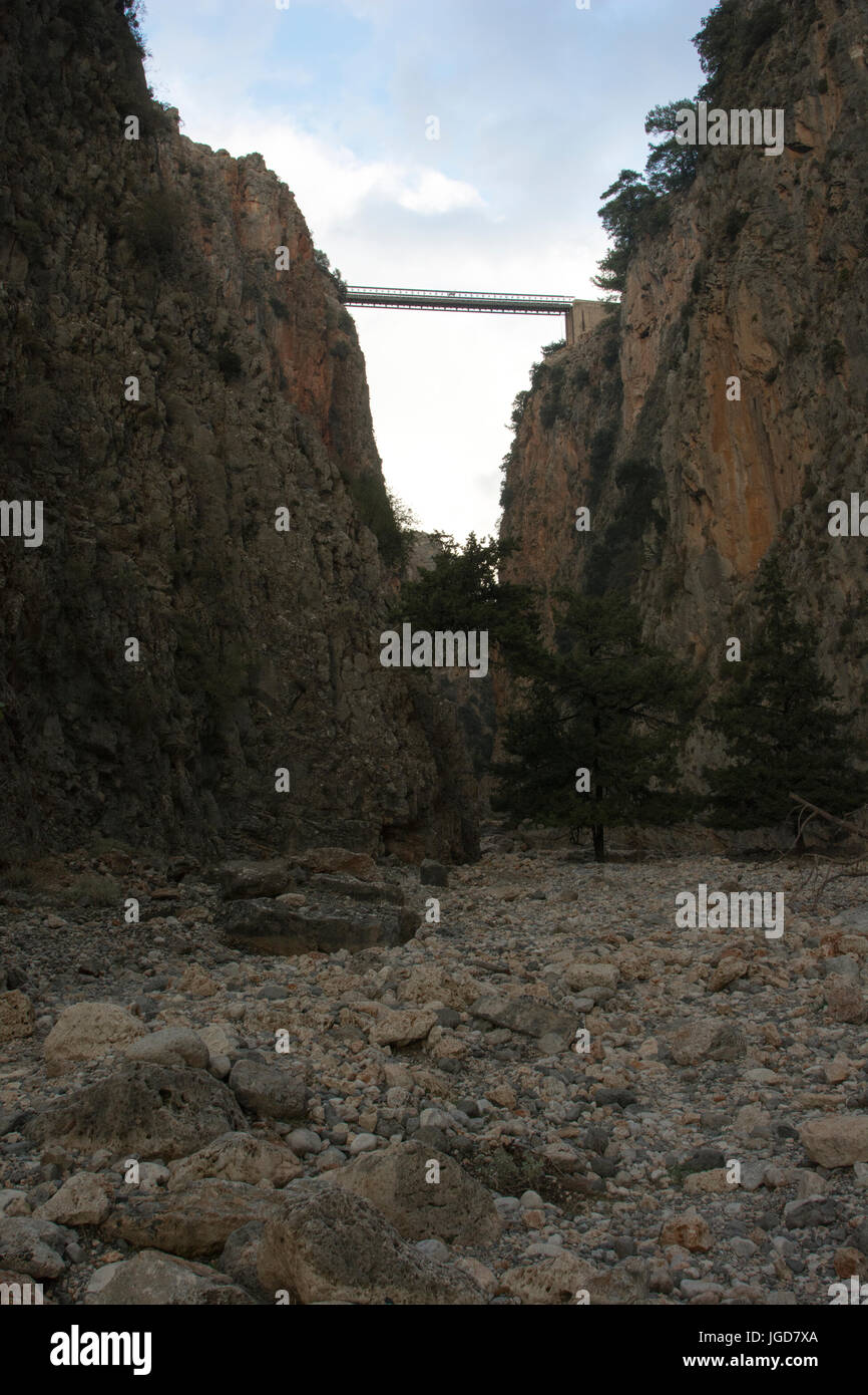Aradena Gorge is a deep limestone canyon running from the Lefka Ori or ...
