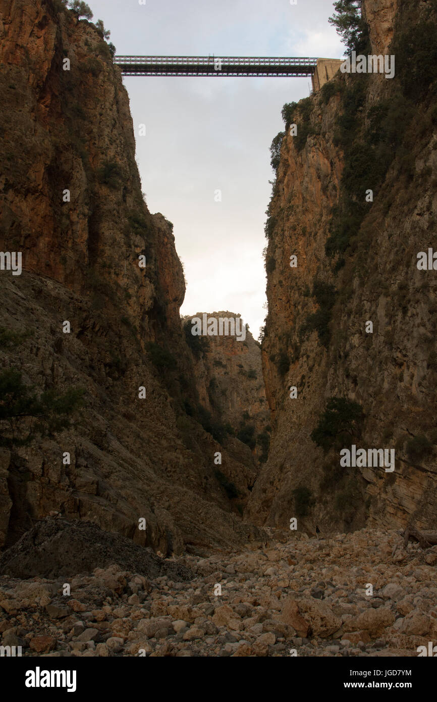 Aradena Gorge is a deep limestone canyon running from the Lefka Ori or ...