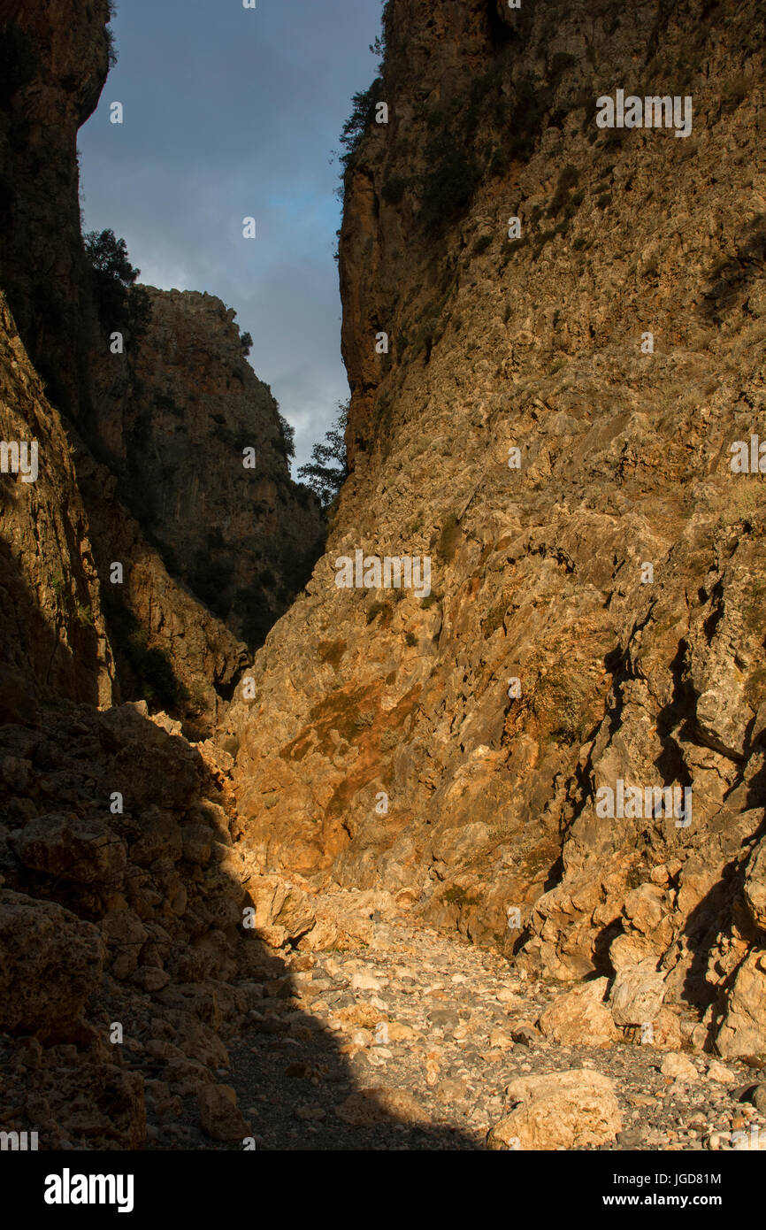 Aradena Gorge is a deep limestone canyon running from the Lefka Ori or ...