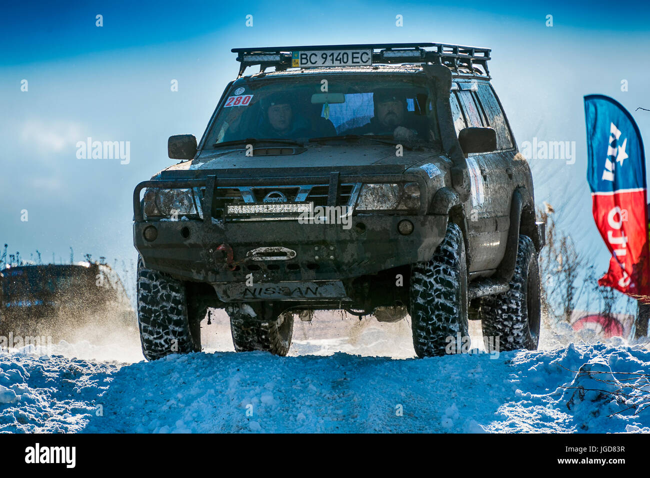 Lviv, Ukraine - December 04, 2016: Off-road vehicle brand Nissan ...