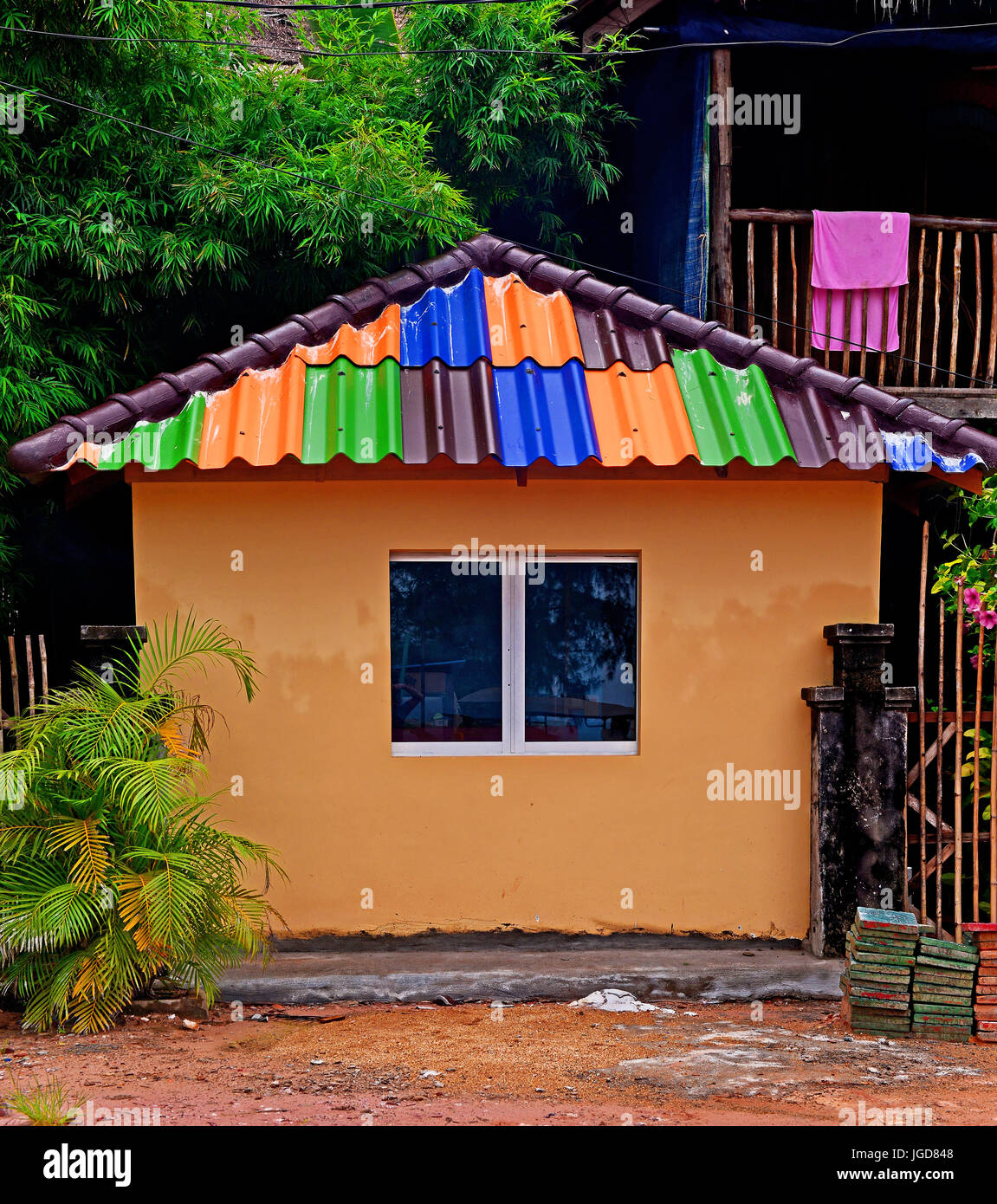 Cambodia Sihanoukville Otres beach corrugated colourful hut Stock Photo ...