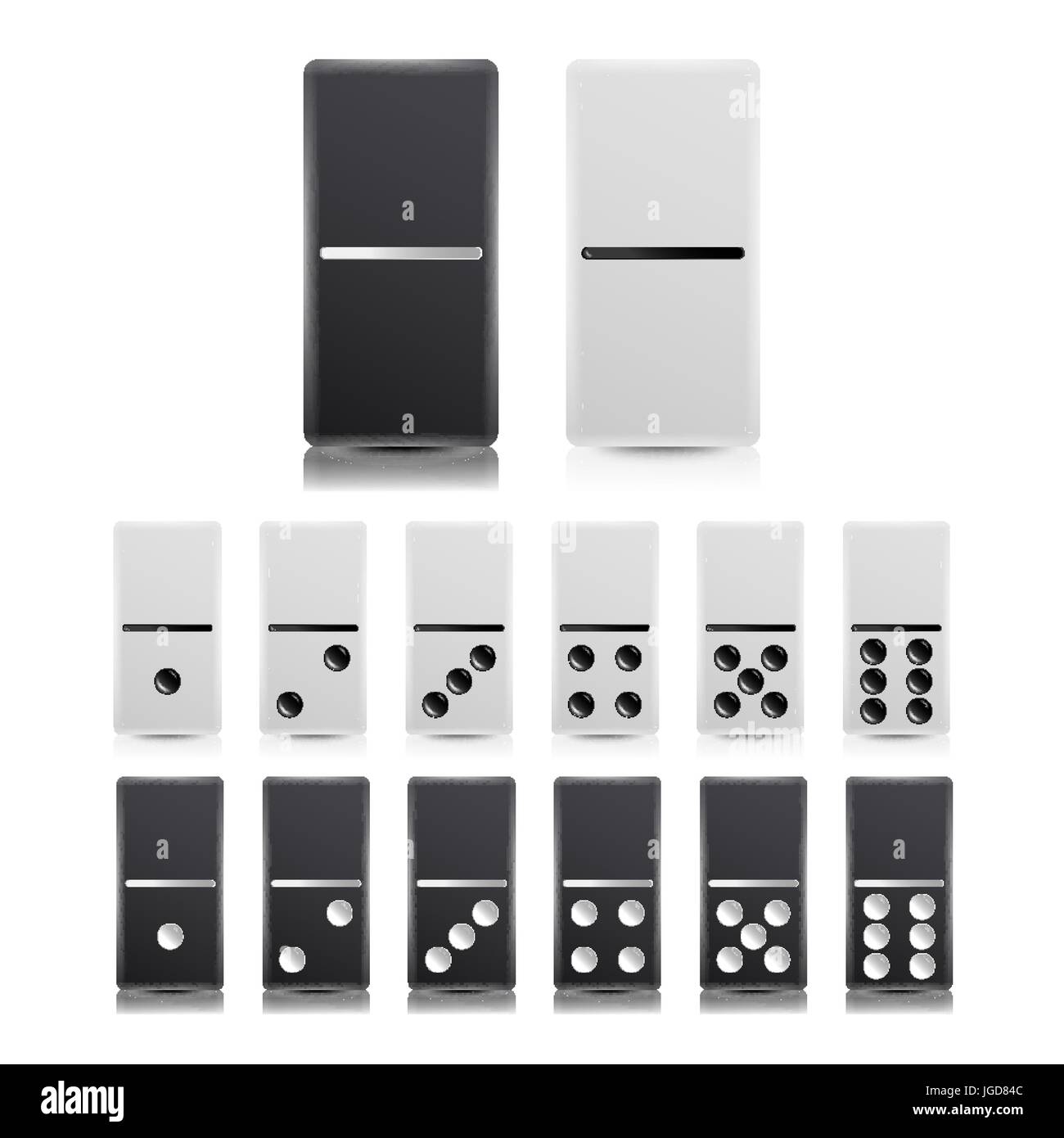 Domino Set Vector. Black And White Illustration. Realistic Dominoes ...