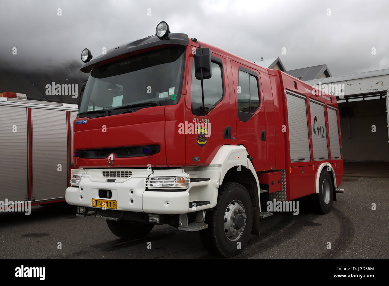 Fire engine in Ísafjörður Iceland Stock Photo - Alamy