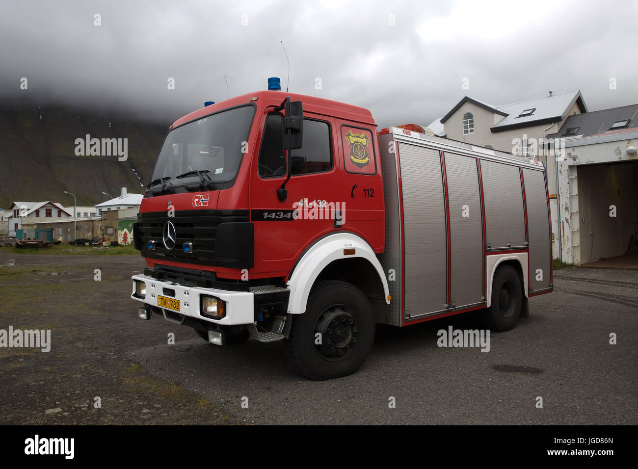 Fire engine in Ísafjörður Iceland Stock Photo - Alamy