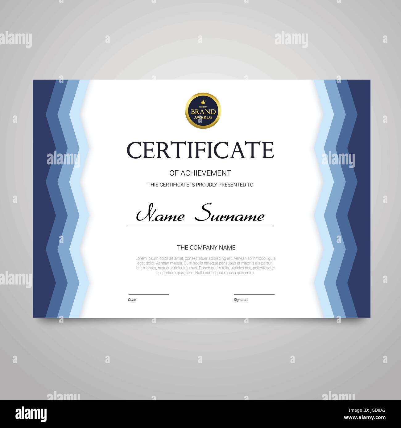 Certificate - modern horizontal elegant vector document with luxury ...