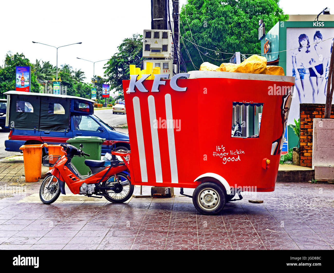 Cambodia Sihanoukville Mobile motorbike KFC chicken stall Stock Photo ...