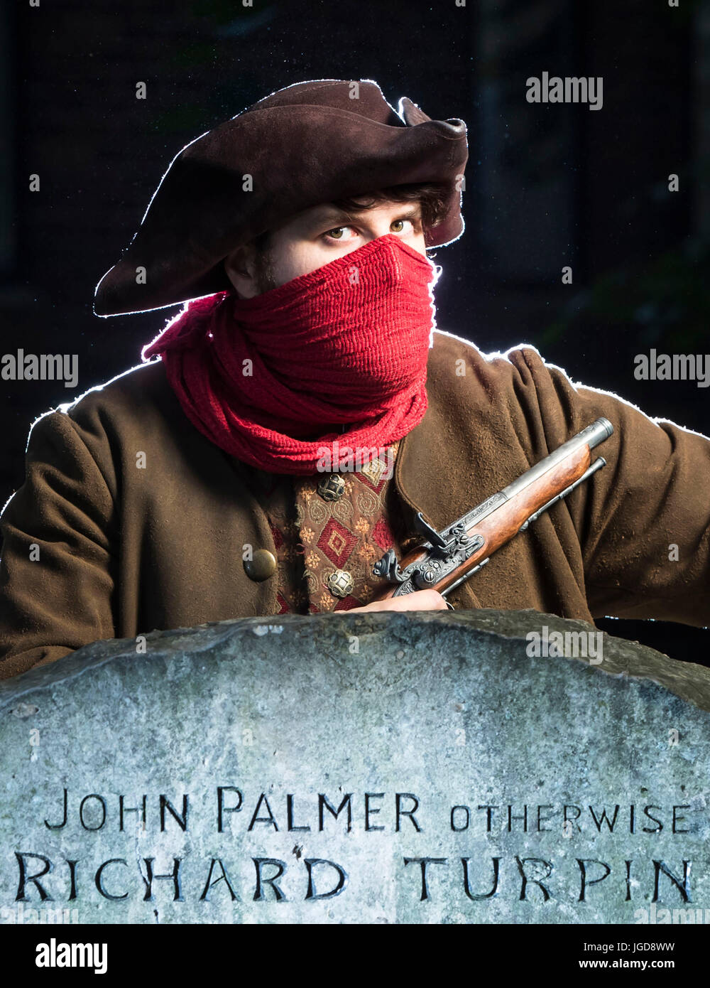 Simon Alnaimi, dressed as Dick Turpin, next to what was, until new ...