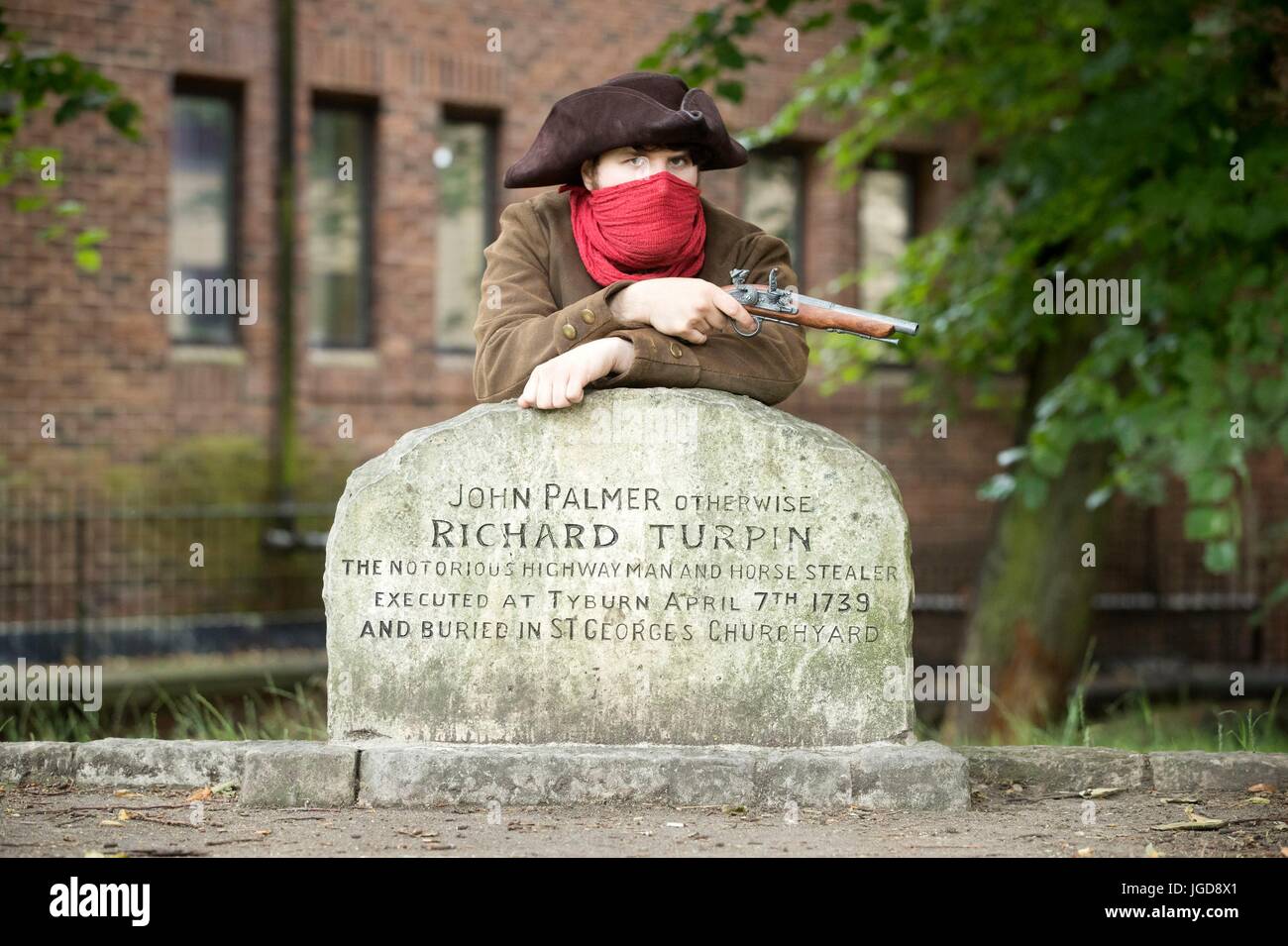 Simon Alnaimi, dressed as Dick Turpin, next to what was, until new ...