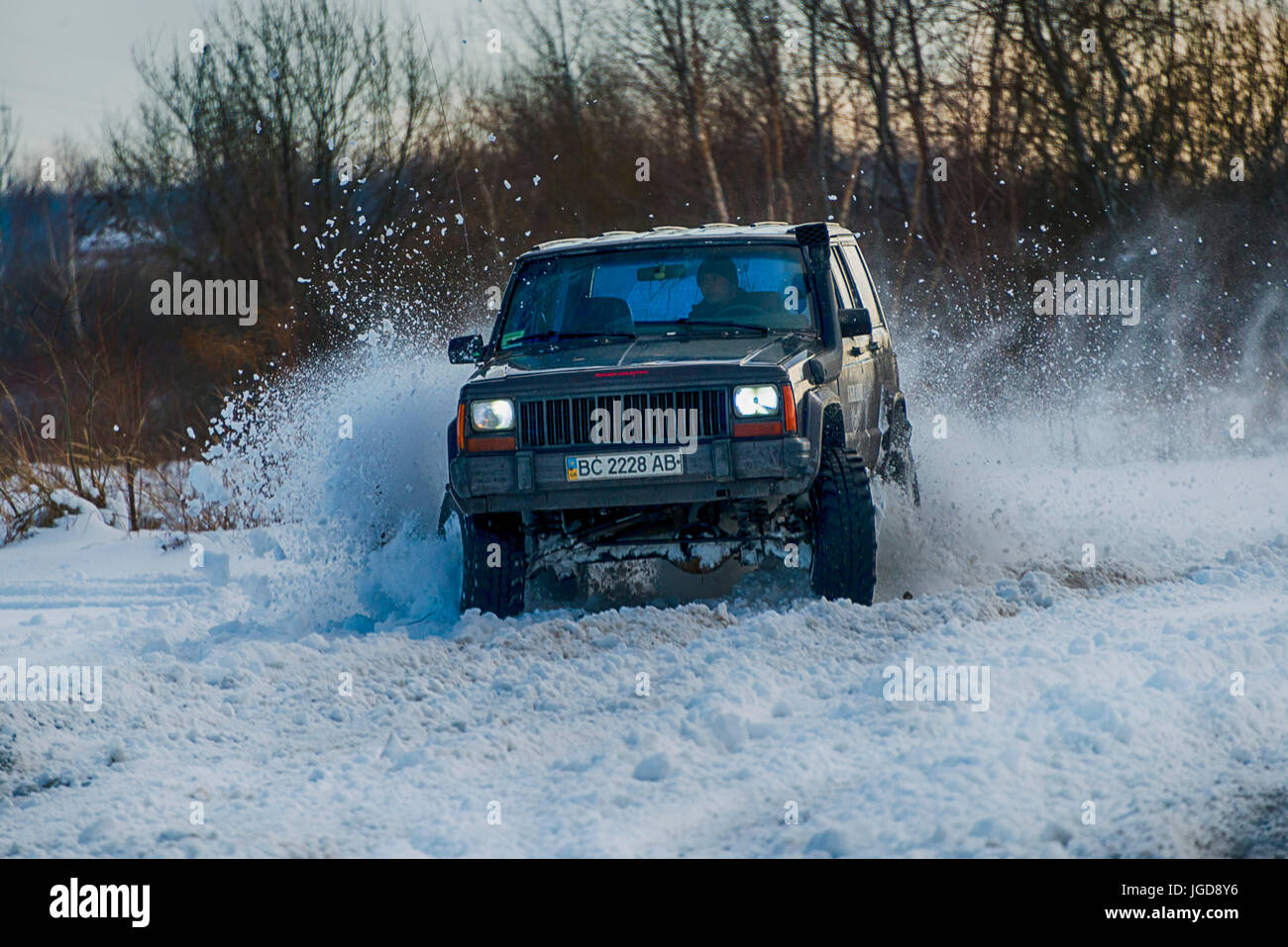 Lviv, Ukraine - December 04, 2016: Off-road vehicle brand Jeep Cherokee ...