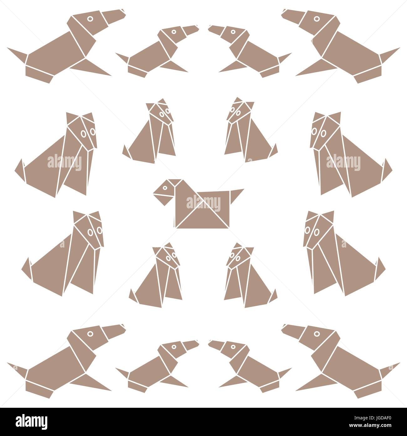Set of origami paper dog on a white background Stock Vector Image & Art ...