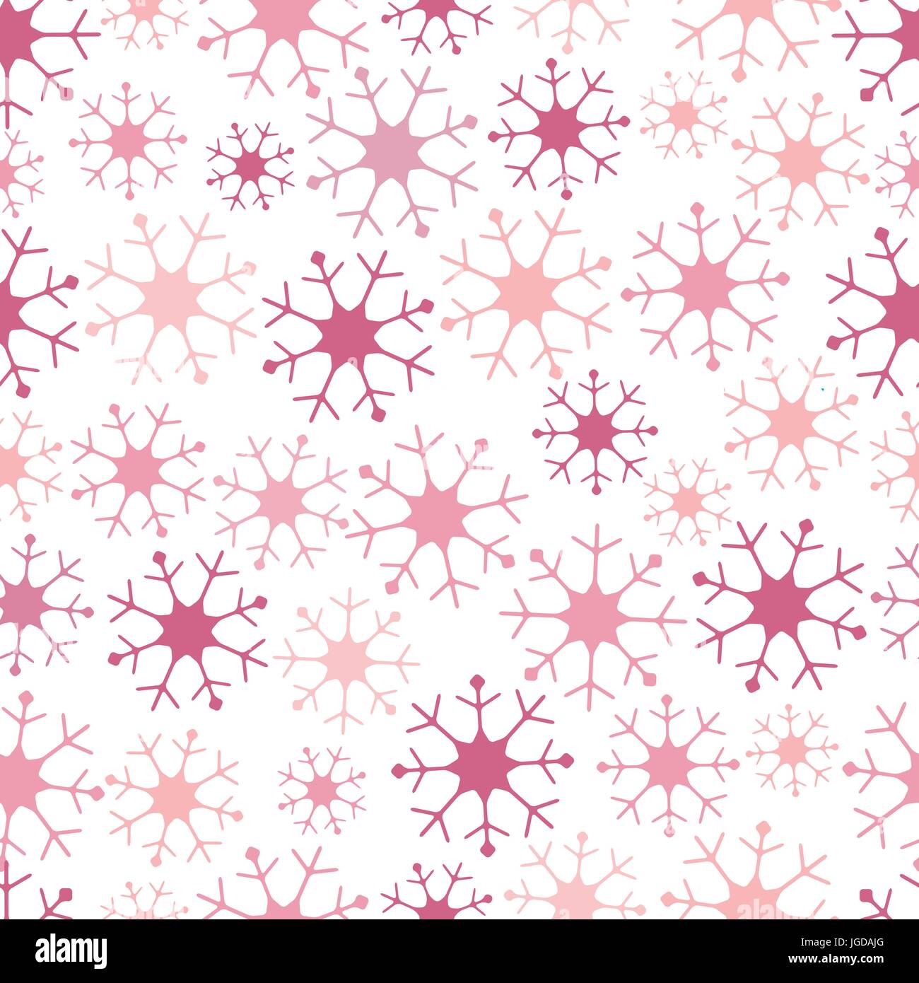 Winter seamless pattern with variety of snowflakes on a white ...