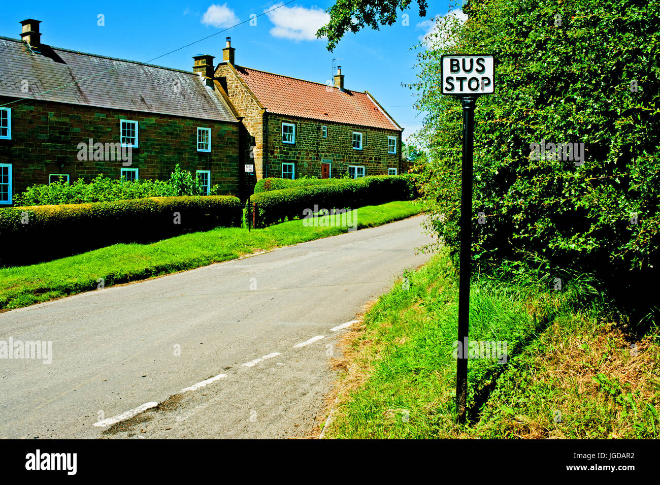 cast iron bus stop sign at Borrowby, North Yorkshire Stock Photo - Alamy