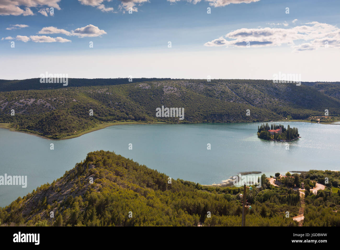 Visovac christian monastery on the island in The Krka National park ...