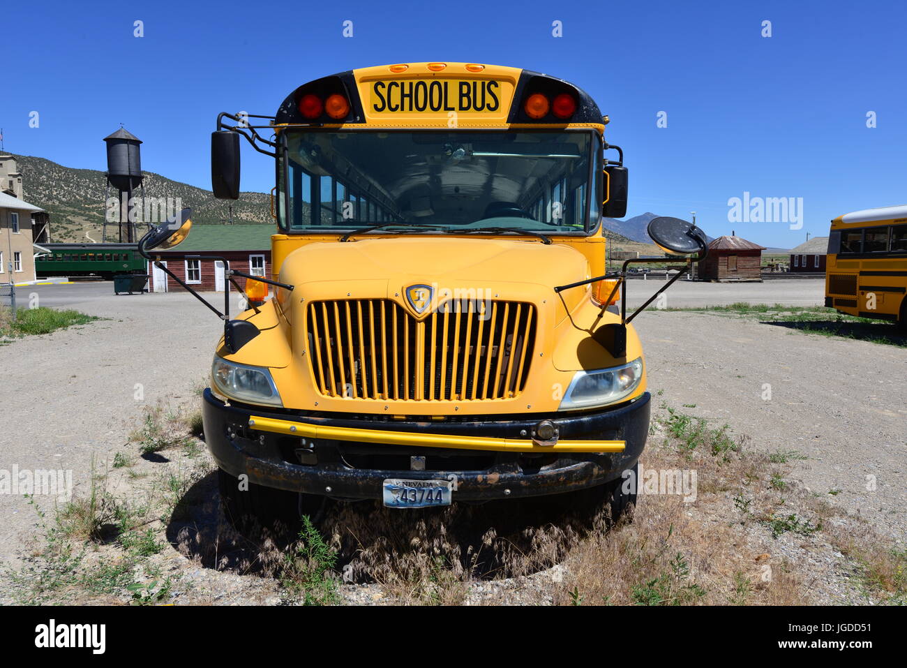 American school buses in a bus park Stock Photo - Alamy