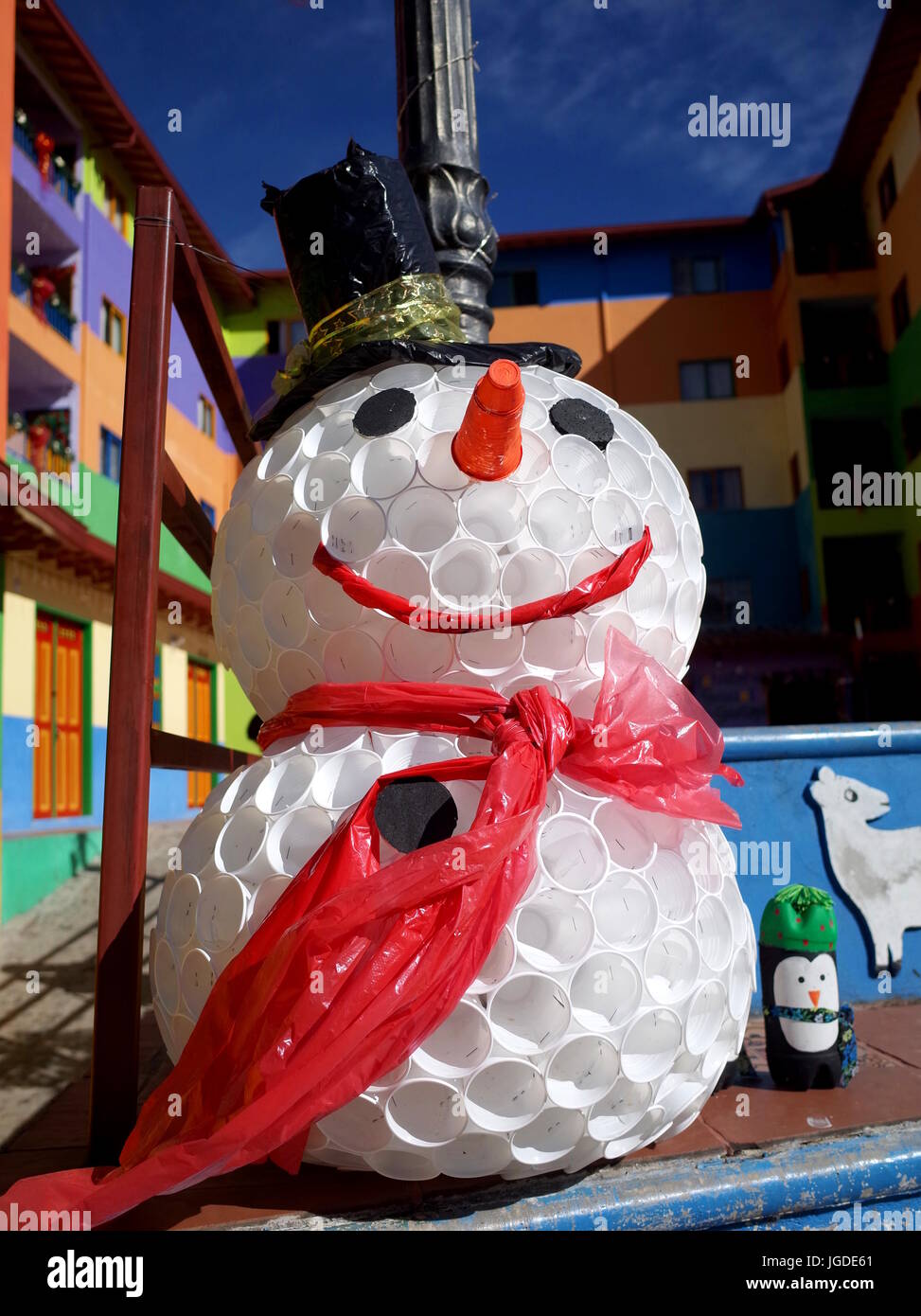 Environmentally friendly Christmas decorations in Guatape, Colombia ...