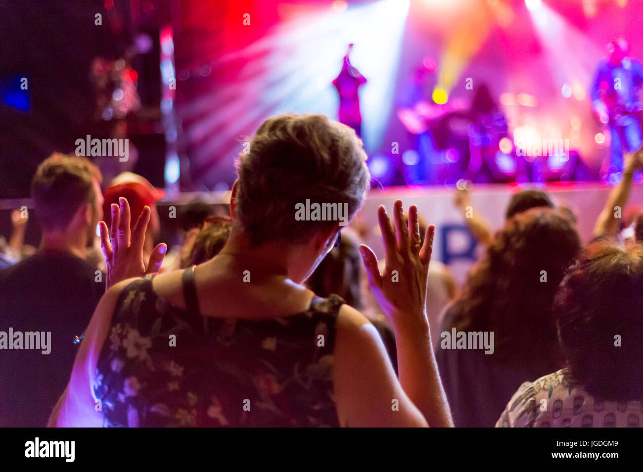 Montreal, 4 July 2017: Spectator dancing during "Ghost Town Blues Band ...
