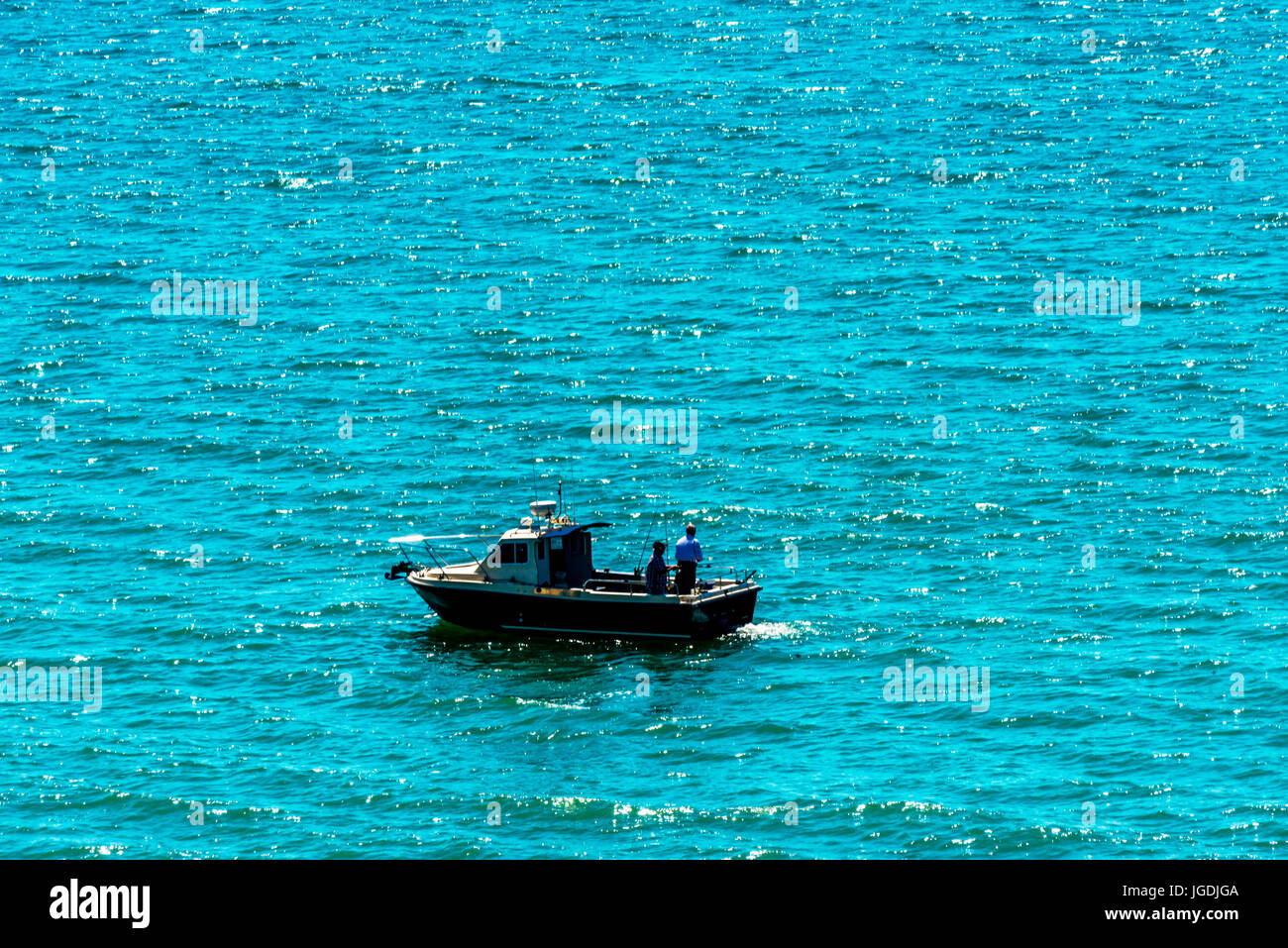 Fishing boat on the ocean, recreational fishing, open water tank, relax ...