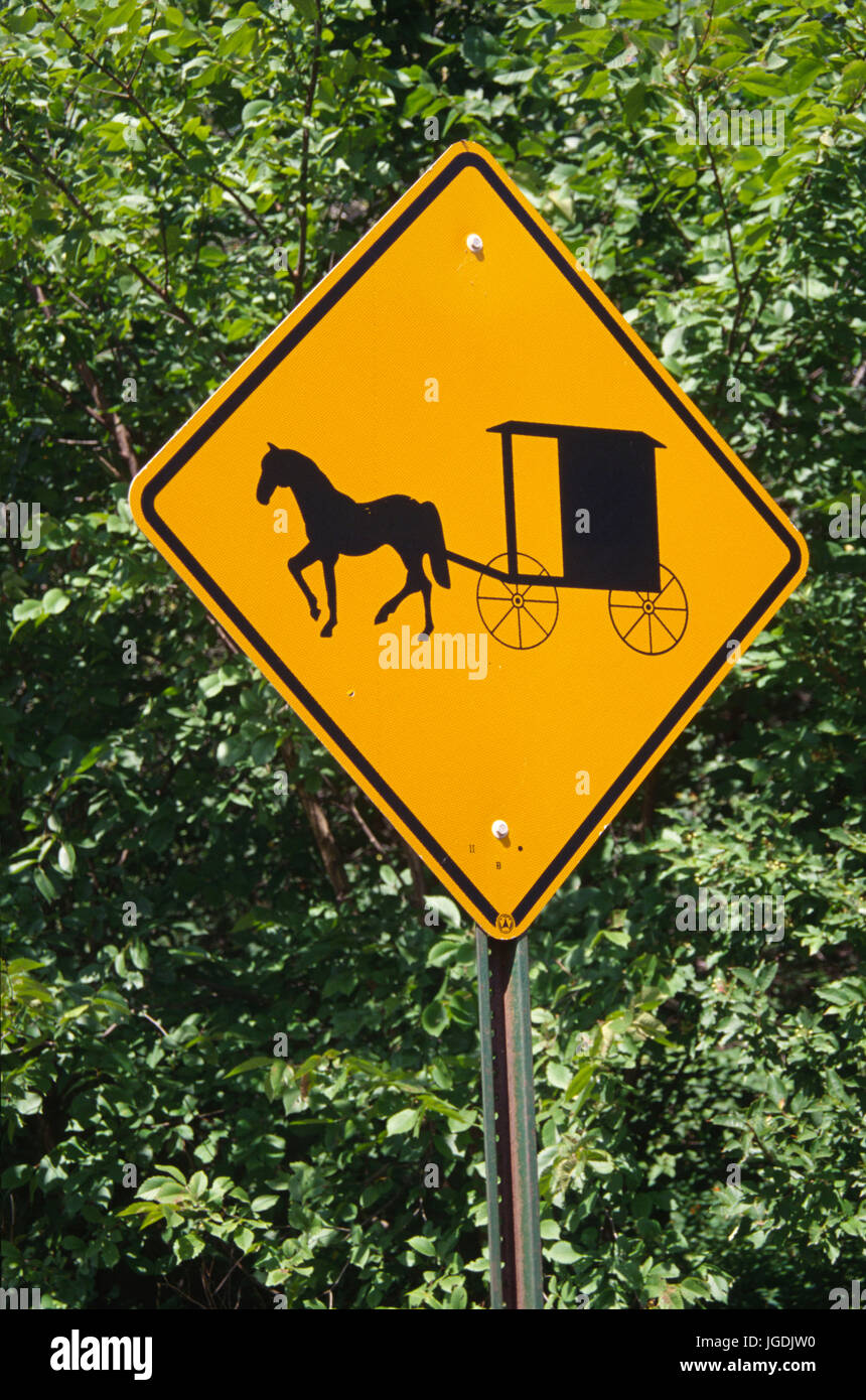Amish buggy road sign, Crawford County, Pennsylvania Stock Photo - Alamy