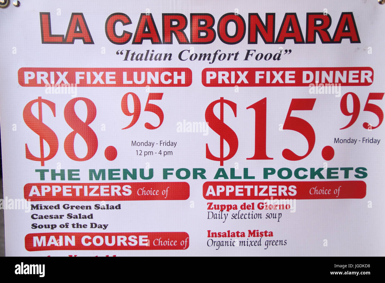 Menu, avenue, New York, United States Stock Photo - Alamy