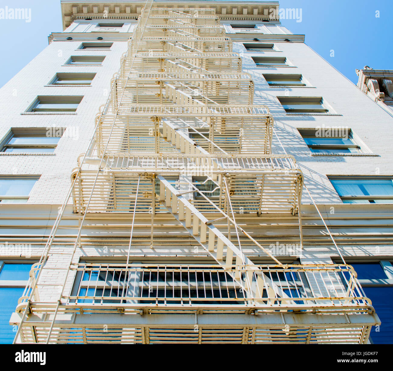 building fire escape viewed from ground level Stock Photo - Alamy
