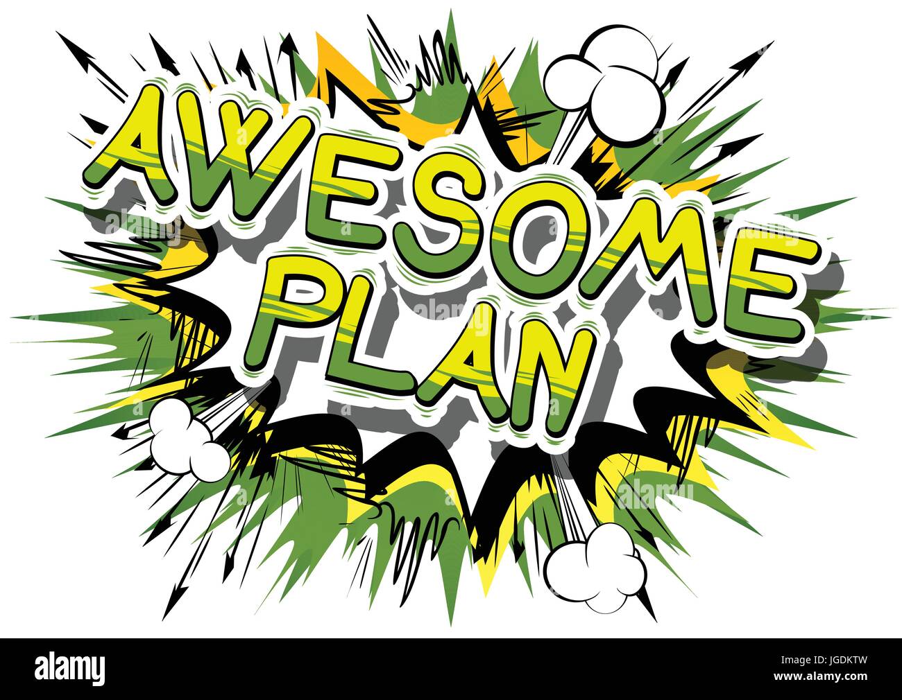 Awesome Plan - Comic book style phrase on abstract background Stock ...