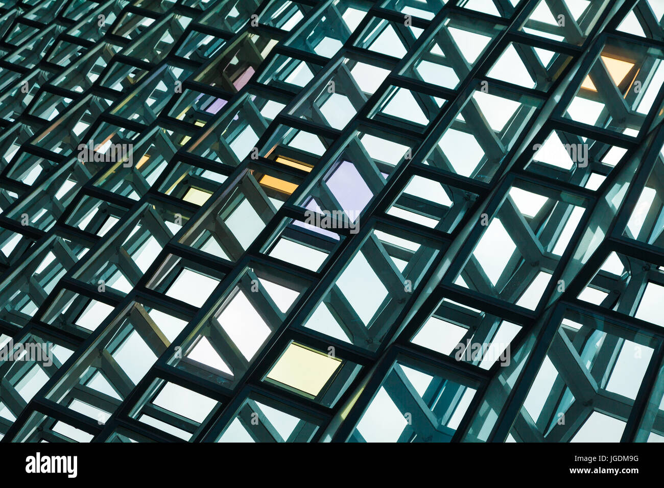 Steel box structure of the outer walls of the Harpa Concert Hall Stock ...