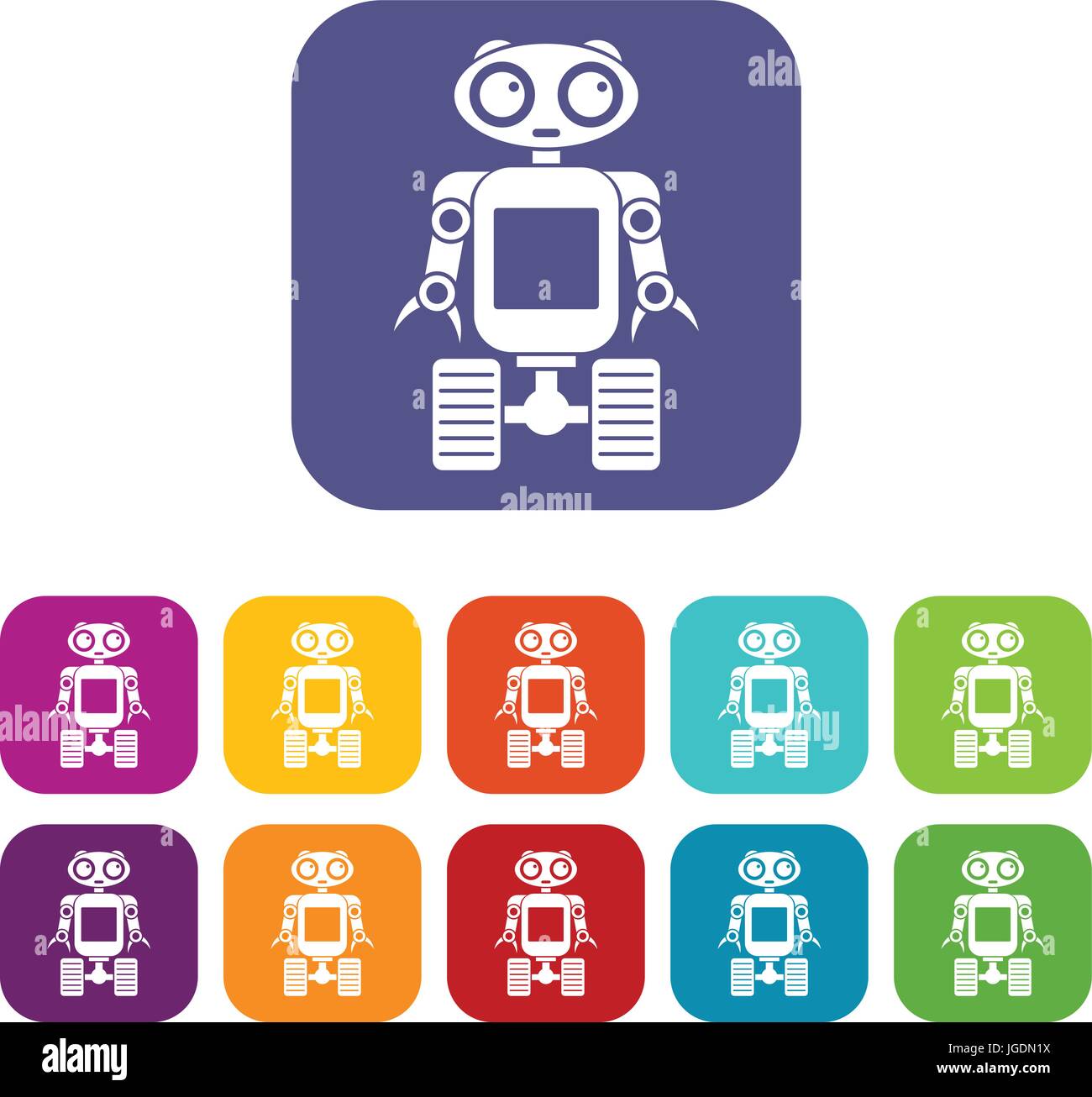Robot on wheels icons set flat Stock Vector Image & Art - Alamy