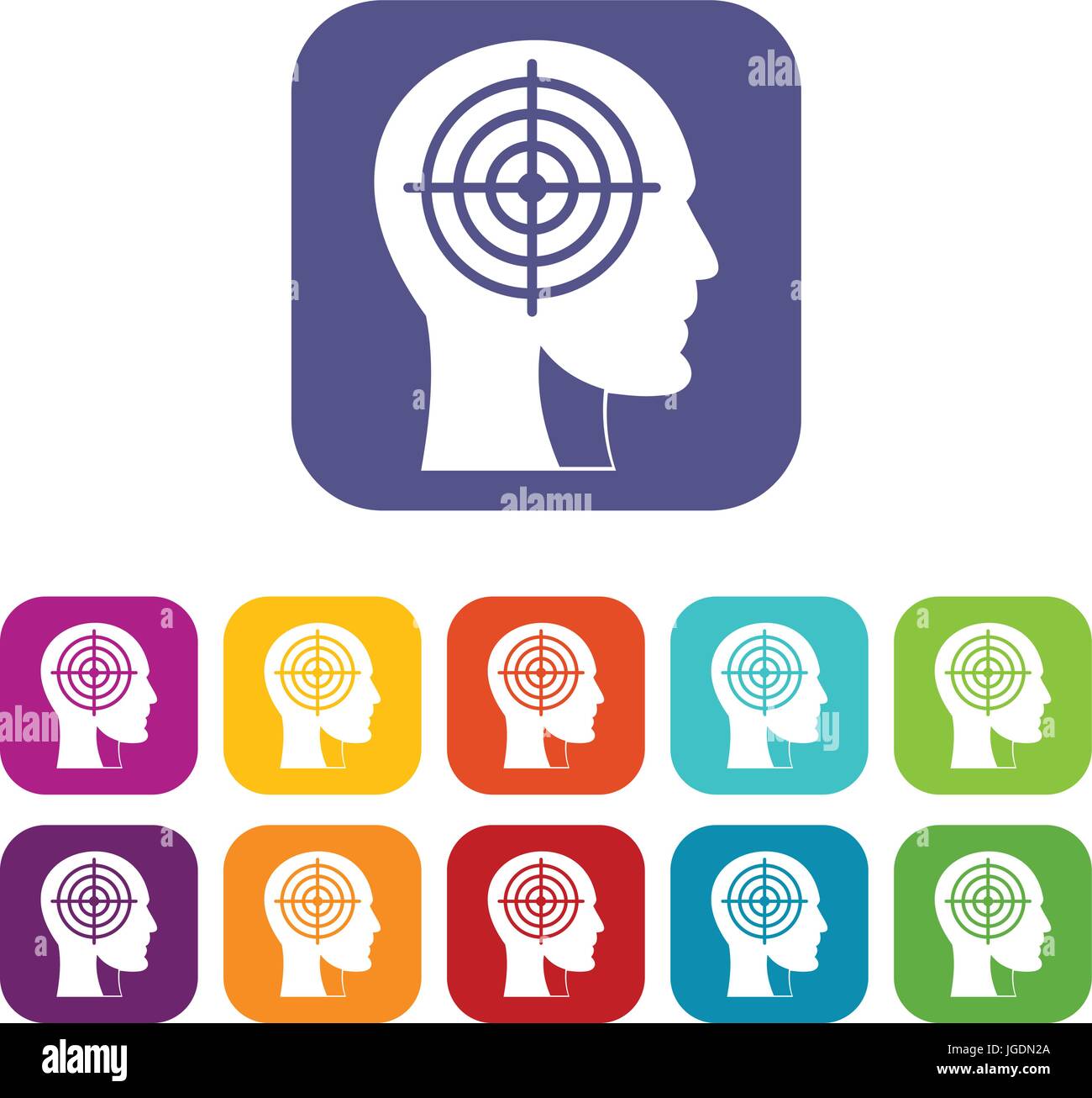 Crosshair in human head icons set flat Stock Vector Image & Art - Alamy