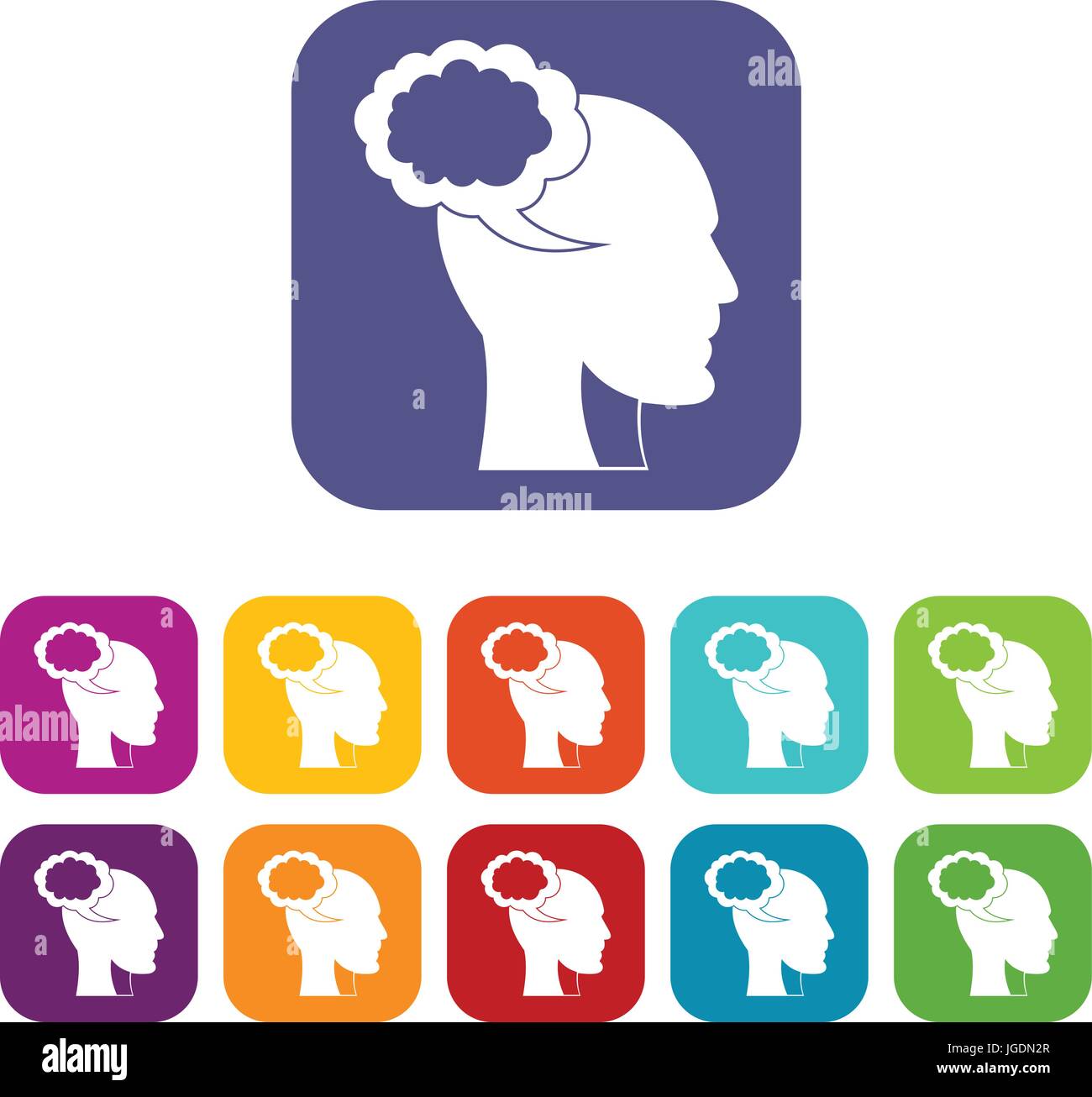 Speech bubble with human head icons set flat Stock Vector Image & Art ...