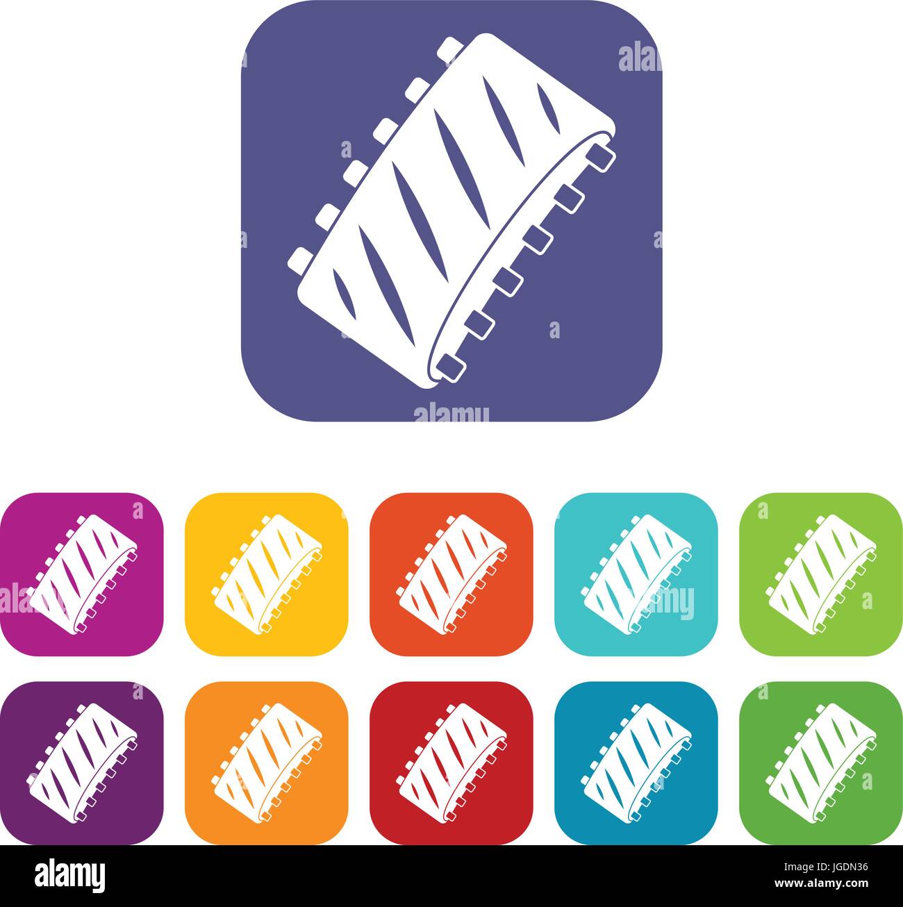 Pork rib meat icons set flat Stock Vector Image & Art - Alamy