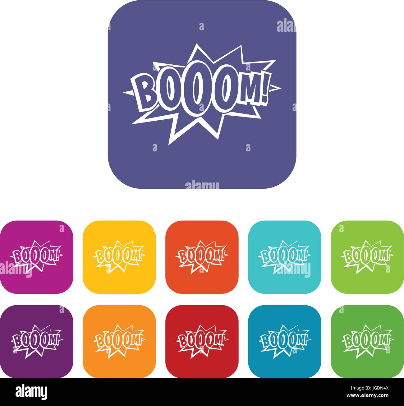 Boom, explosion bubble icons set flat Stock Vector Image & Art - Alamy
