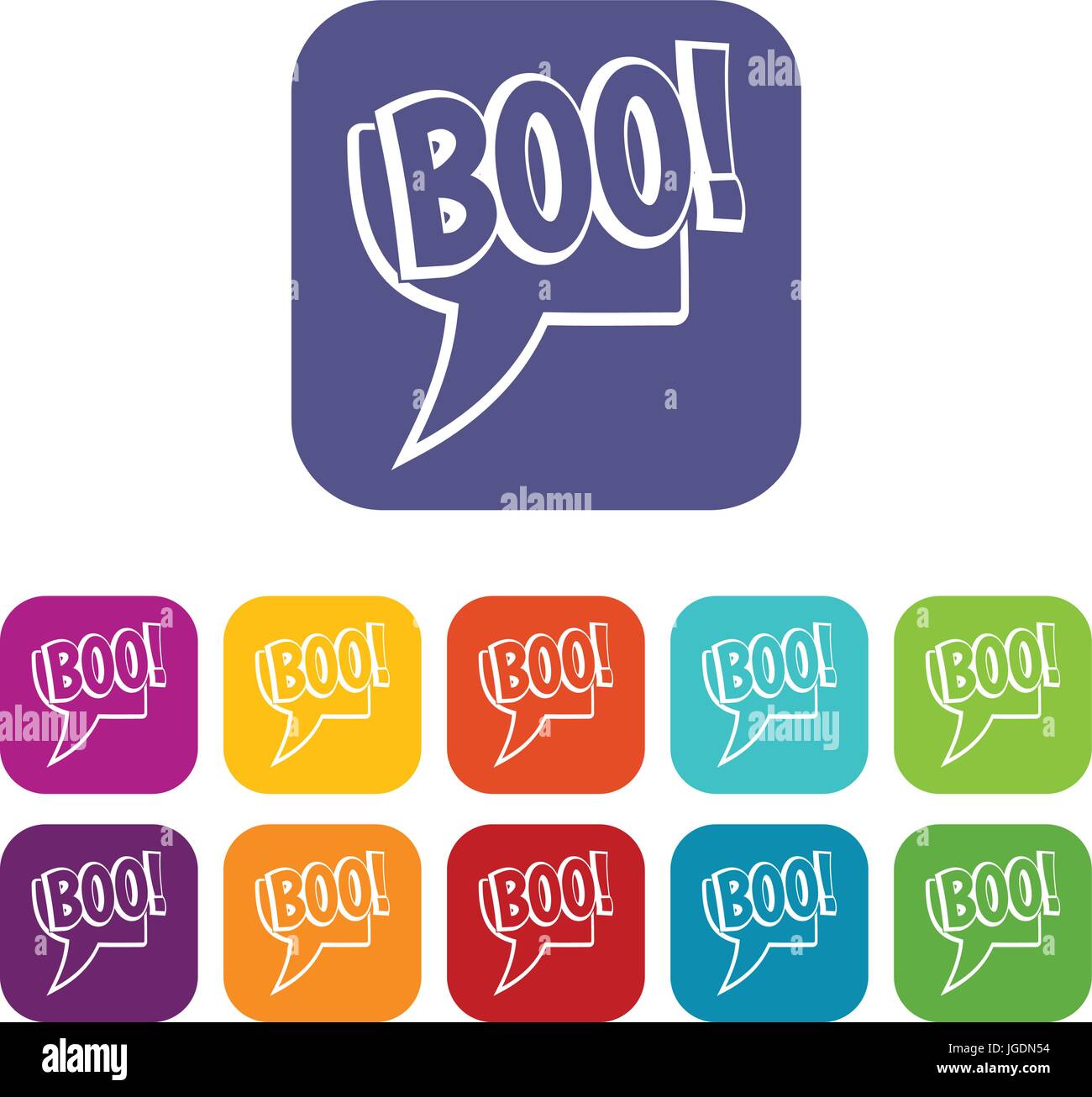 BOO, comic text speech bubble icons set flat Stock Vector Image & Art ...