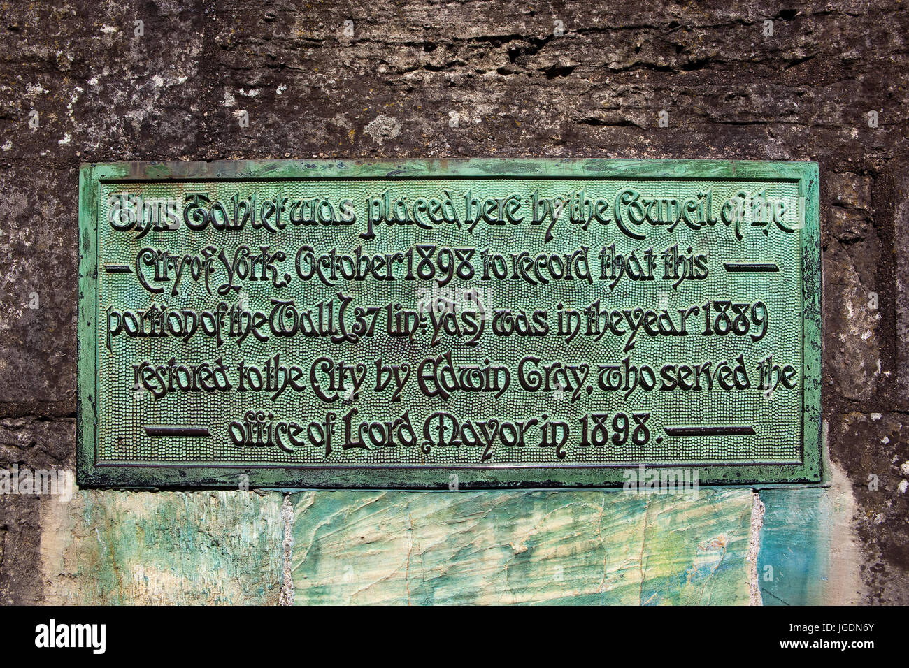Metal tablet commemorating the restoration of part of the Medieval ...
