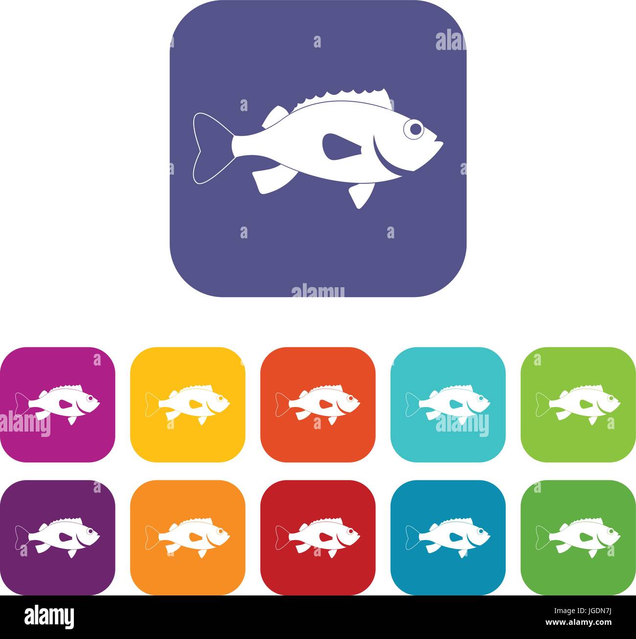 Sea bass fish icons set flat Stock Vector Image & Art - Alamy