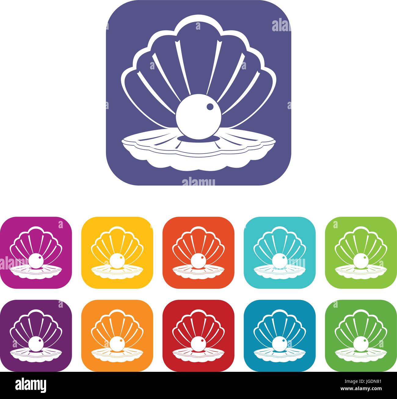 Pearl in a sea shell icons set flat Stock Vector Image & Art - Alamy