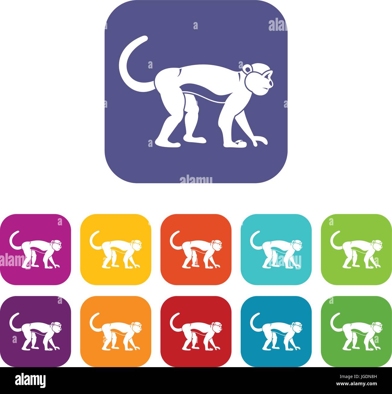 Macaque icons set flat Stock Vector Image & Art - Alamy