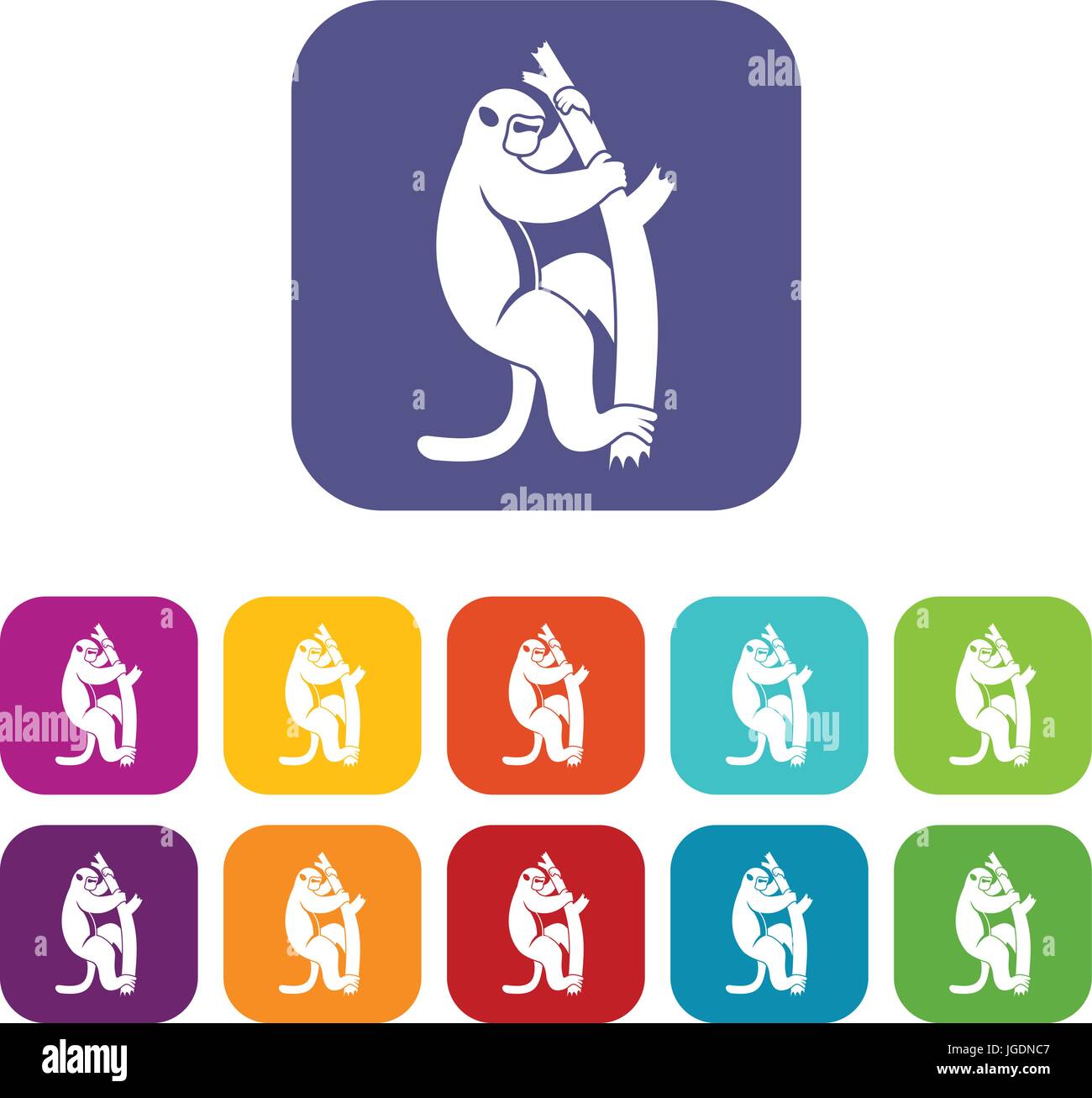 Macaque on a tree icons set flat Stock Vector Image & Art - Alamy