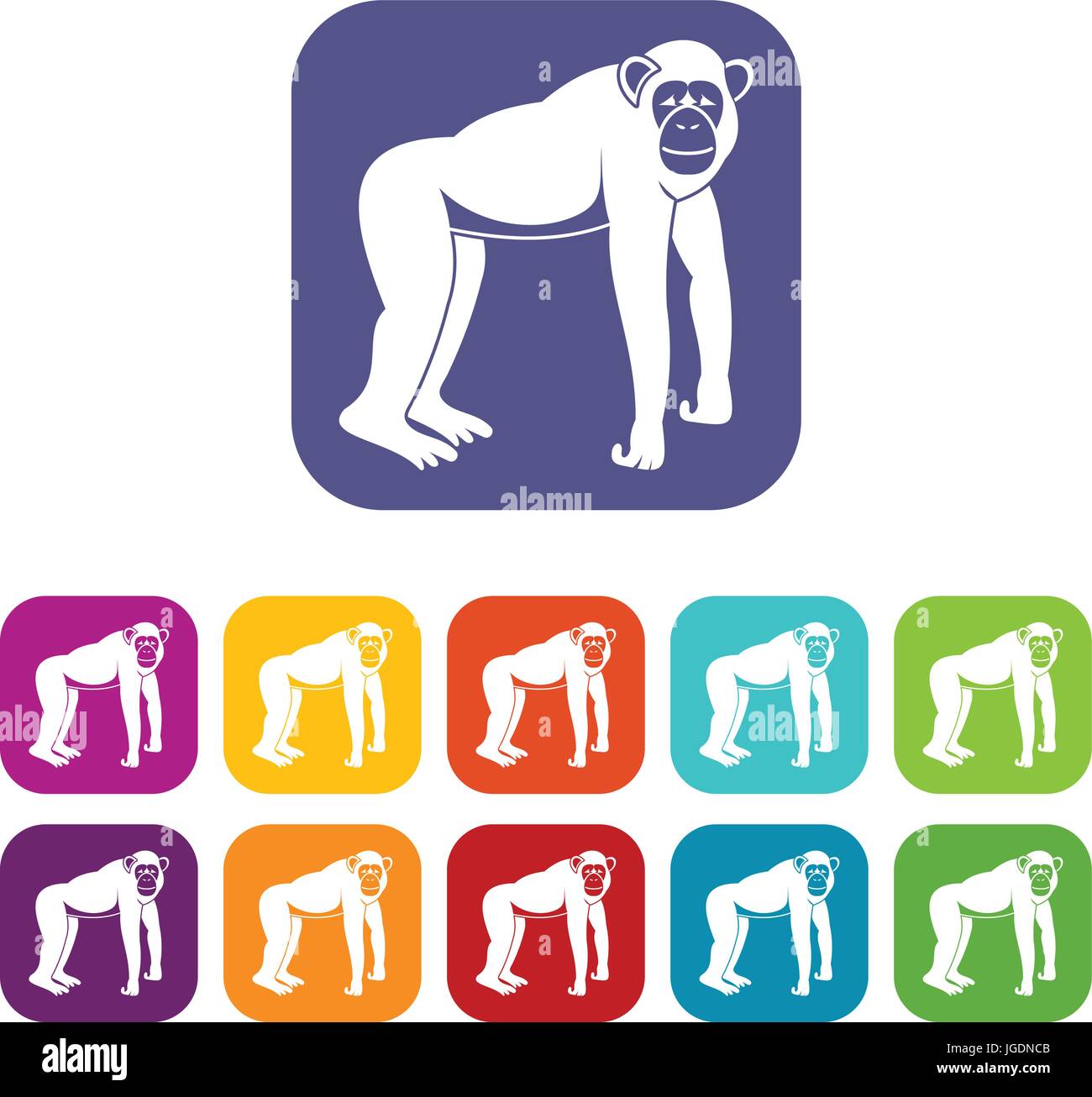 Chimpanzee icons set flat Stock Vector Image & Art - Alamy