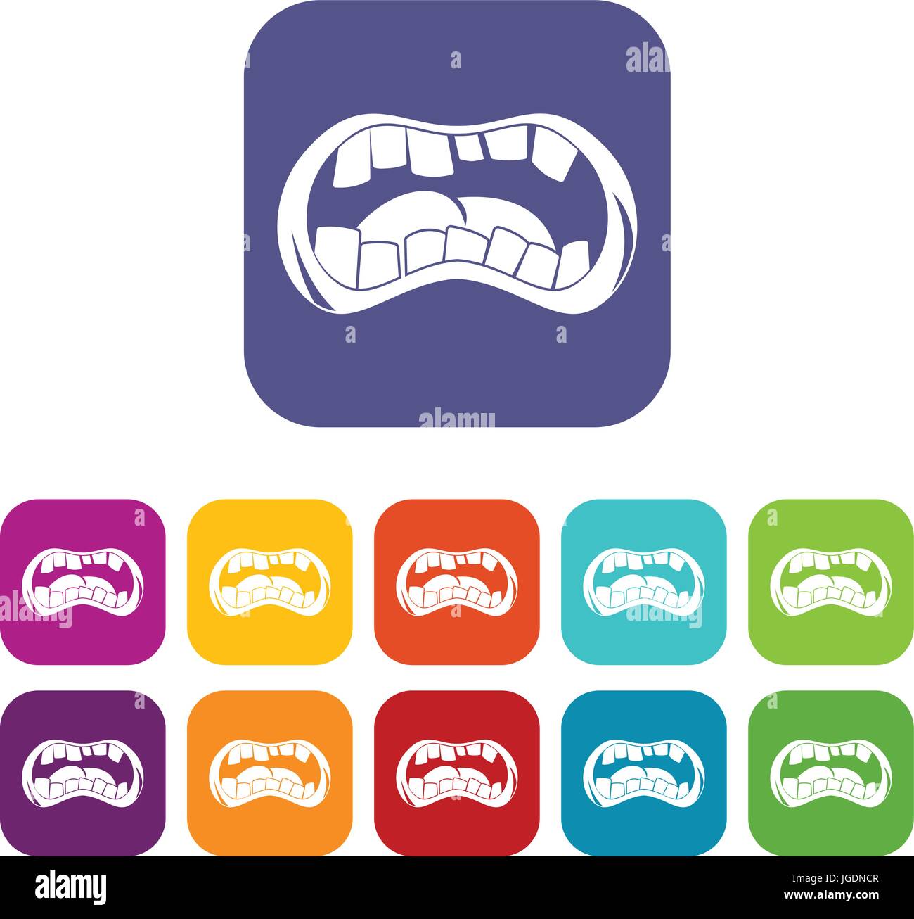 Zombie mouth icons set flat Stock Vector Image & Art - Alamy