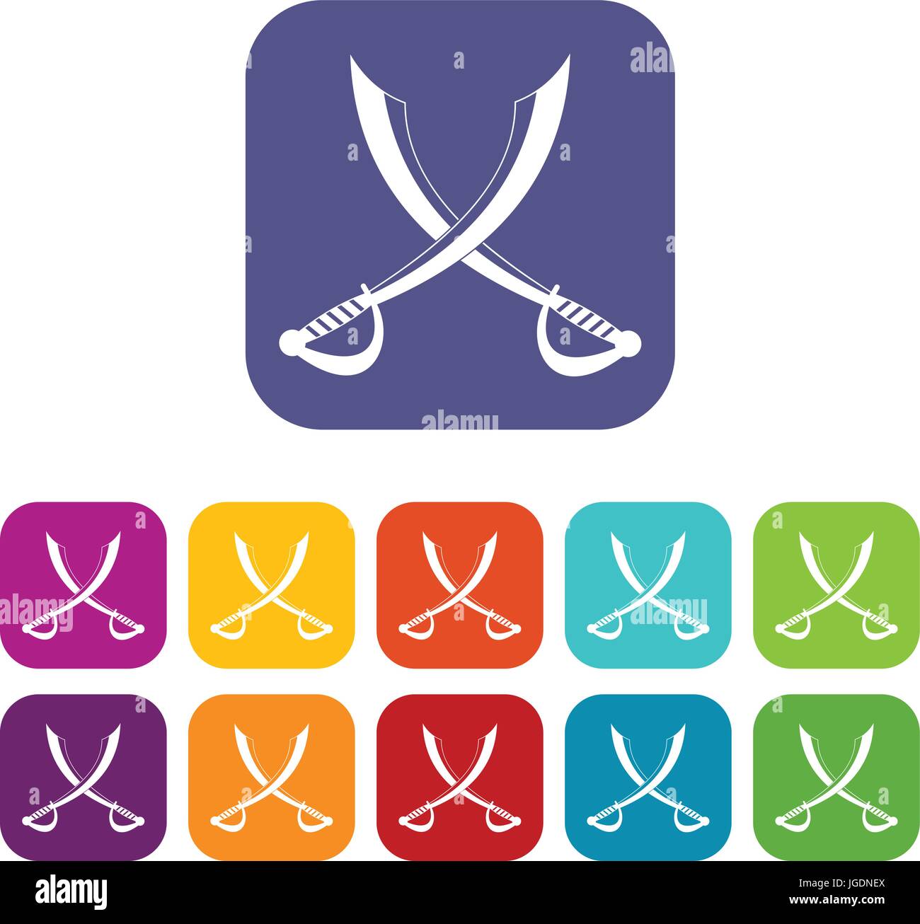 Crossed sabers icons set flat Stock Vector Image & Art - Alamy