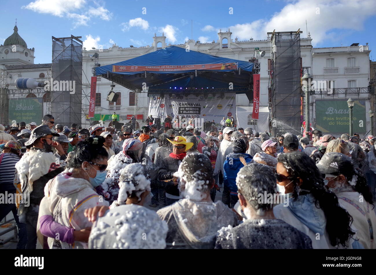 6TH JANUARY 2015, PASTO, COLOMBIA - crowds celebrate at the Carnival de ...