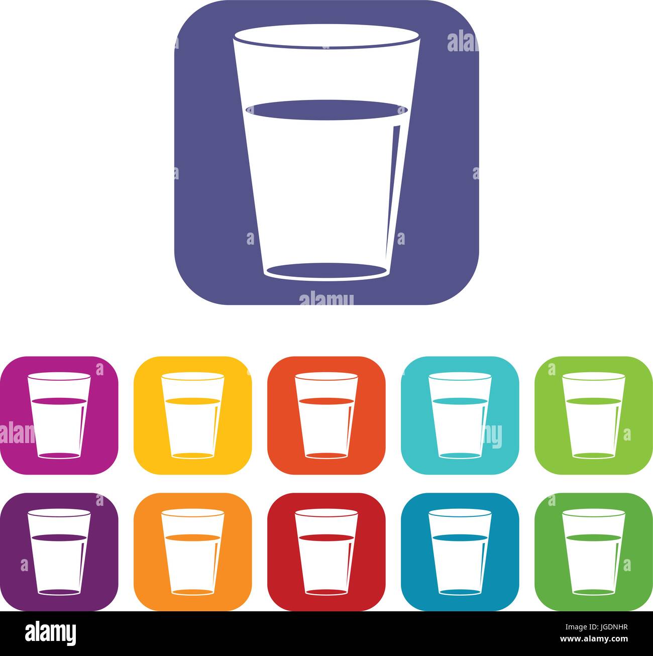 Glass water icons set flat Stock Vector Image & Art - Alamy