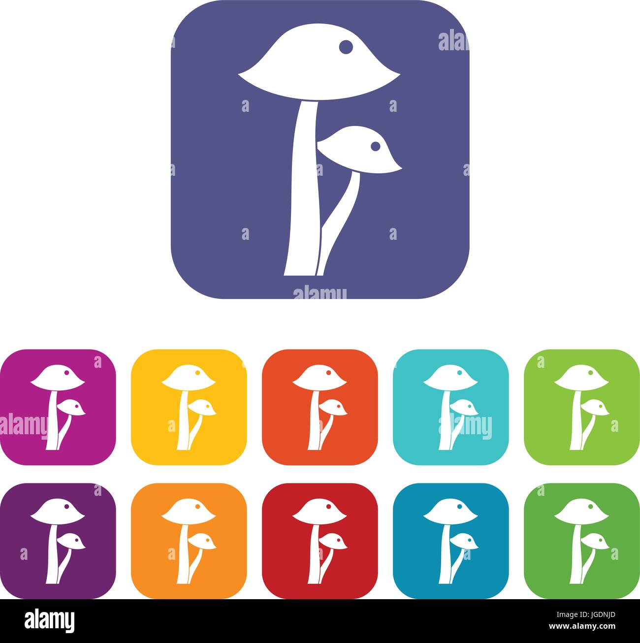 Honey fungus icons set flat Stock Vector Image & Art - Alamy